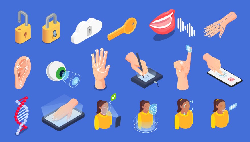 Biometric authentication icons Royalty Free Vector Image