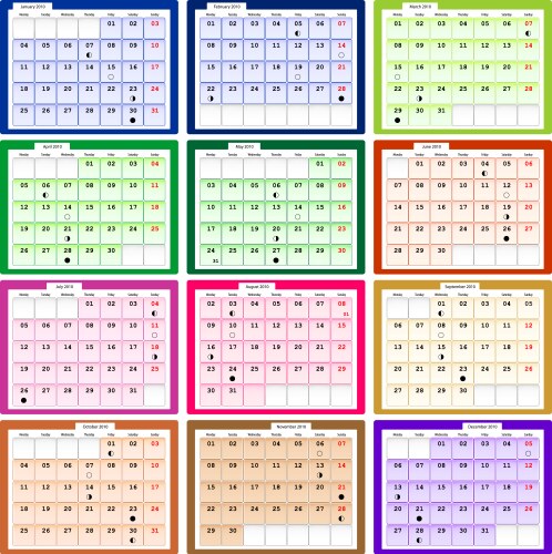 Colorful calendar for year 2010 Royalty Free Vector Image