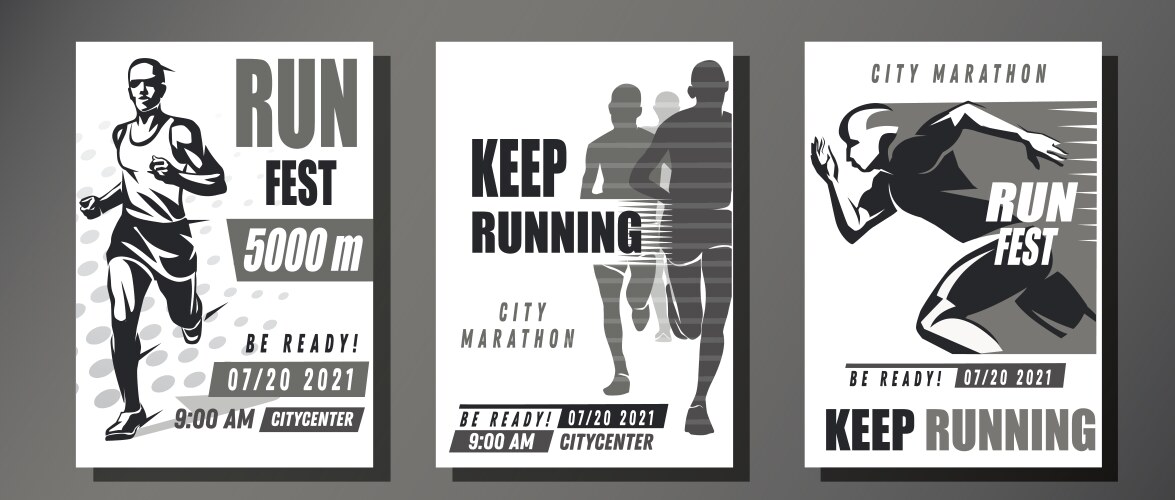 Running people set of silhouettes competition Vector Image