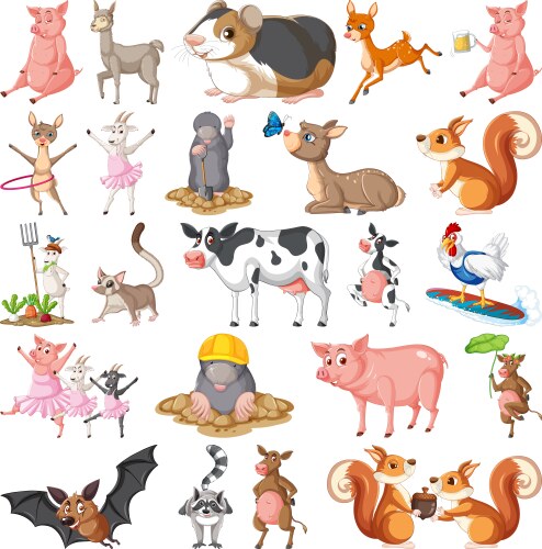 Cartoon animals collection set Royalty Free Vector Image