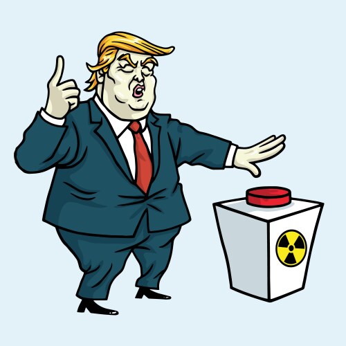 Donald trump with nuclear weapons cartoon Vector Image