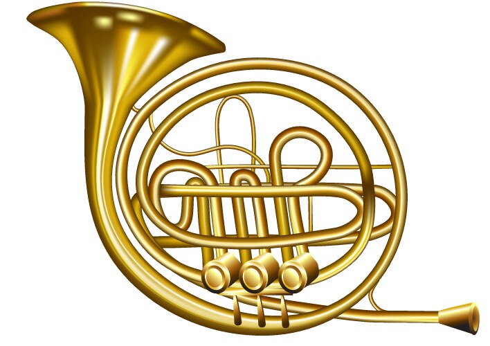 Cartoon french horn groovy musical instrument Vector Image