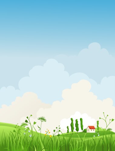 Cartoon spring landscape Royalty Free Vector Image