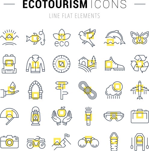 Set of ecosystem icons simple signs with forest Vector Image