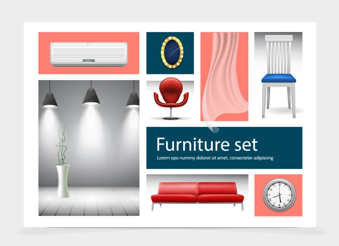 Realistic house interior objects template Vector Image