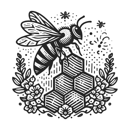 Bee and honeycomb botanical engraving Royalty Free Vector
