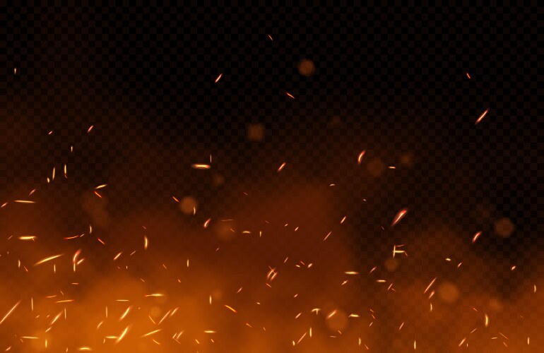 Fire sparks on transparent background Royalty Free Vector
