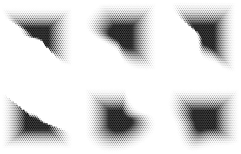 Halftone hexagon pattern reprographic technique Vector Image