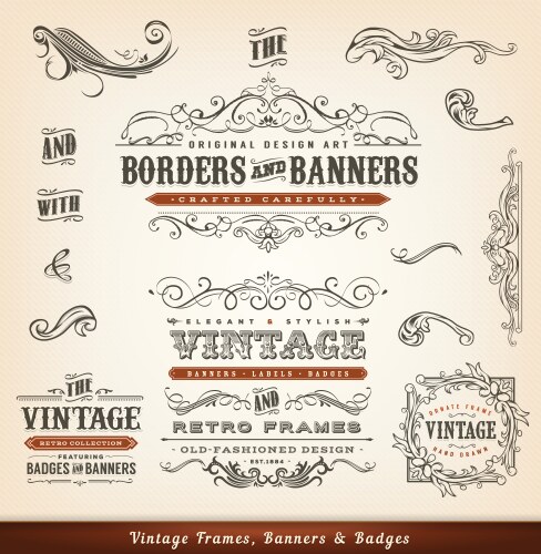 Vintage Calligraphic Borders & Frames Vector Image