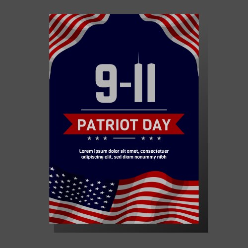 9-11 patriot day with silhouette skyline poster Vector Image