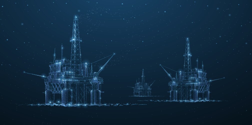 Oil rigs abstract 3d floating rig platforms Vector Image
