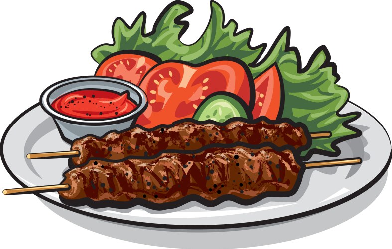 Grilled kebab Royalty Free Vector Image - VectorStock