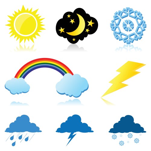 Four seasons weather icons sun rain snow umbrella – Royalty-Free Vector ...
