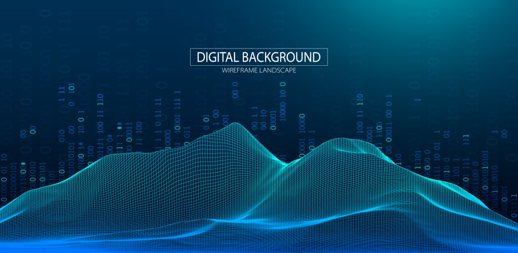 Science fiction with wireframe landscape Vector Image