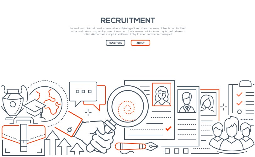 Recruitment career job icon set in thin line Vector Image
