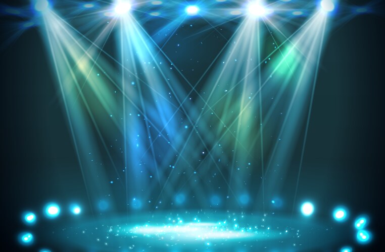 Performance stage with lightbulb glowing backdrop Vector Image