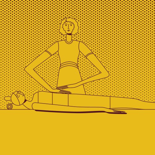 Shiatsu full body massage spa contour drawing Vector Image