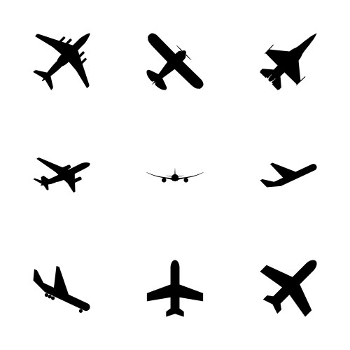 Airplane icon set Royalty Free Vector Image - VectorStock