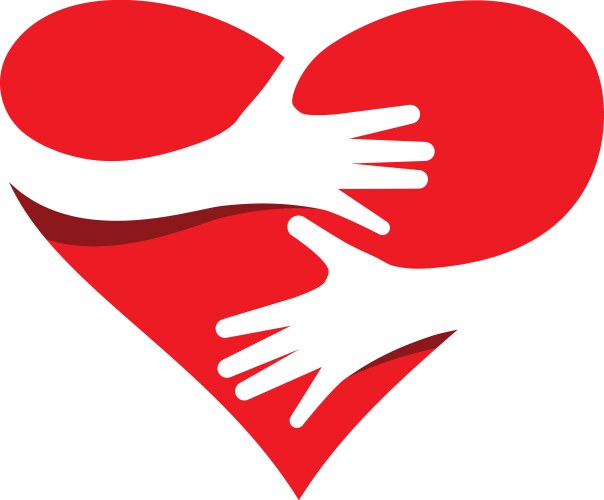 Heart in hand logo health care love symbol Vector Image