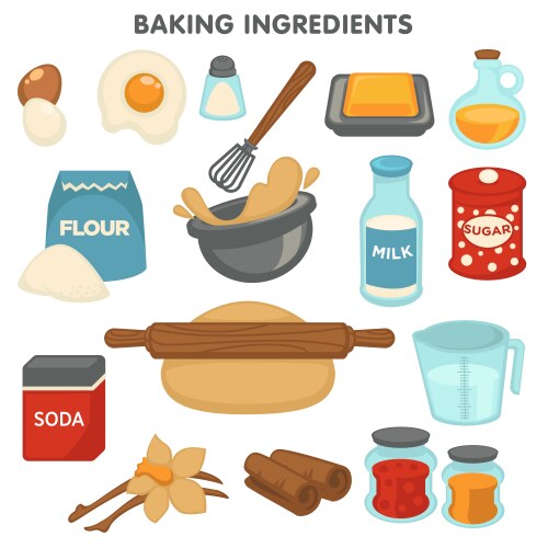 Baking ingredients set Royalty Free Vector Image