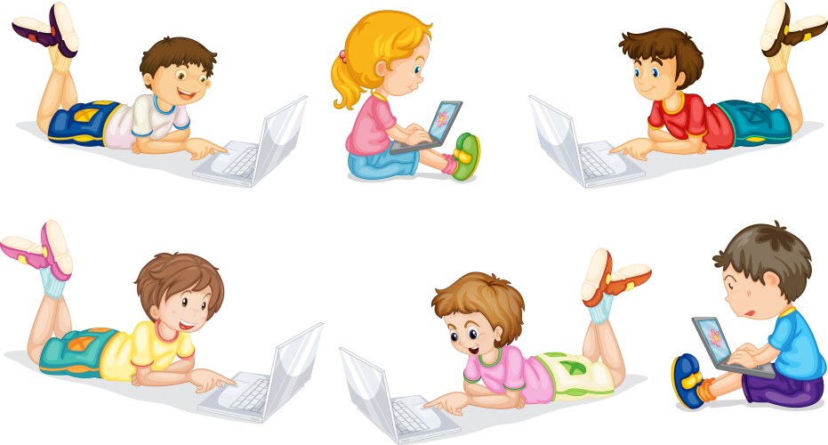 A boy with laptop Royalty Free Vector Image - VectorStock