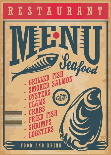 Restaurant menu retro poster Royalty Free Vector Image