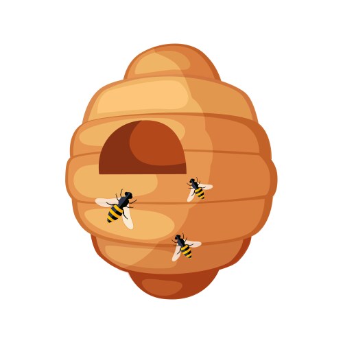Cartoon of farm bee hive Royalty Free Vector Image