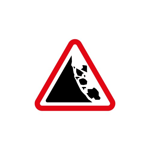 Falling rocks or debris warning road sign icon Vector Image