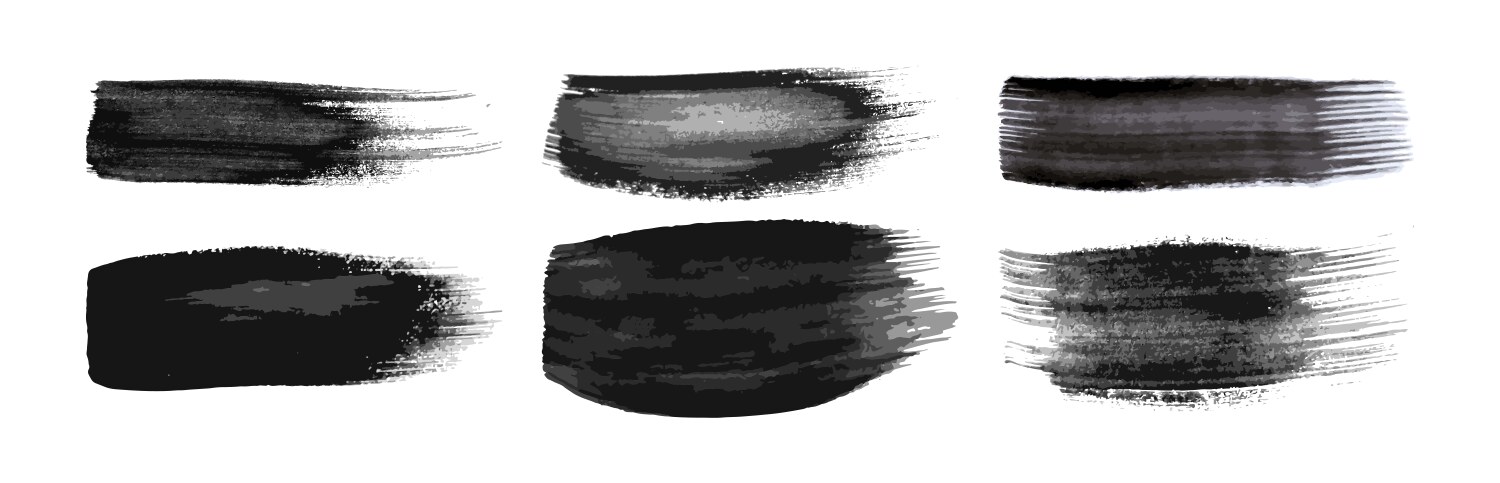 Set of black hand drawn brush strokes Royalty Free Vector
