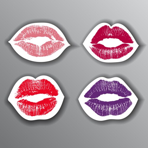 Female lips stickers set Royalty Free Vector Image