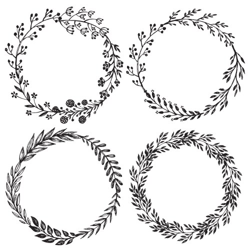 Hand drawn wreaths design elements Royalty Free Vector Image