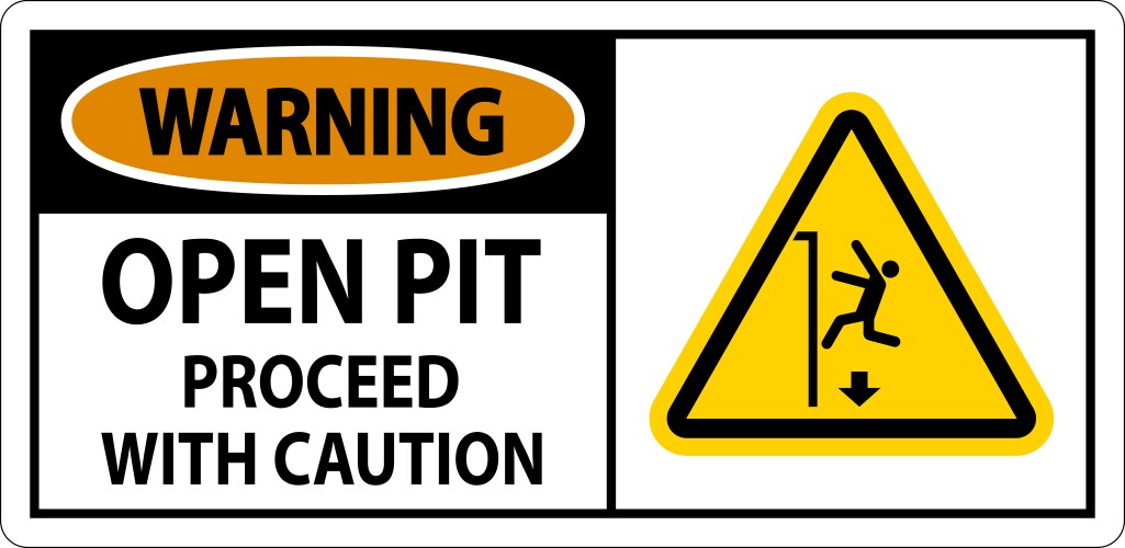 Danger open pit symbol sign isolate on white Vector Image