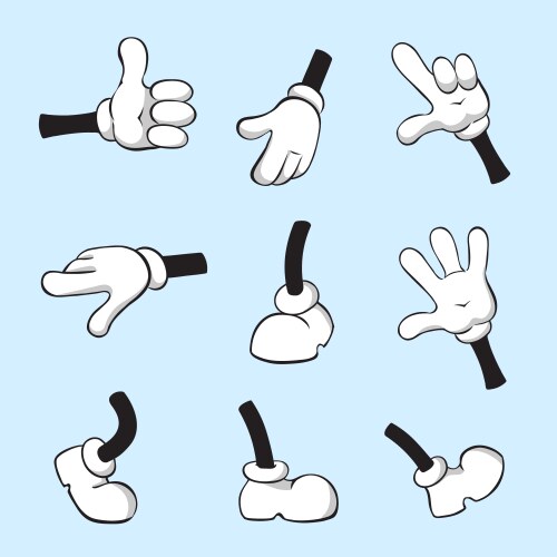 Body parts cartoon hands and legs animation Vector Image