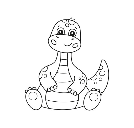 Cute dino clipart for coloring page Royalty Free Vector