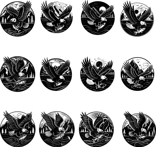 Eagle catching fish svg bundlepatriotic Royalty Free Vector