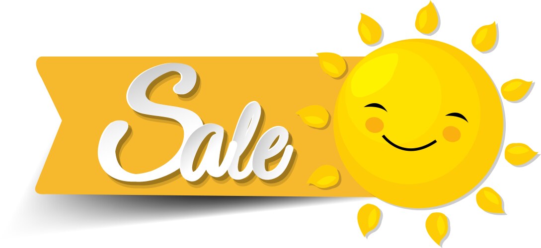 Cheerful cartoon sun character which announce Vector Image