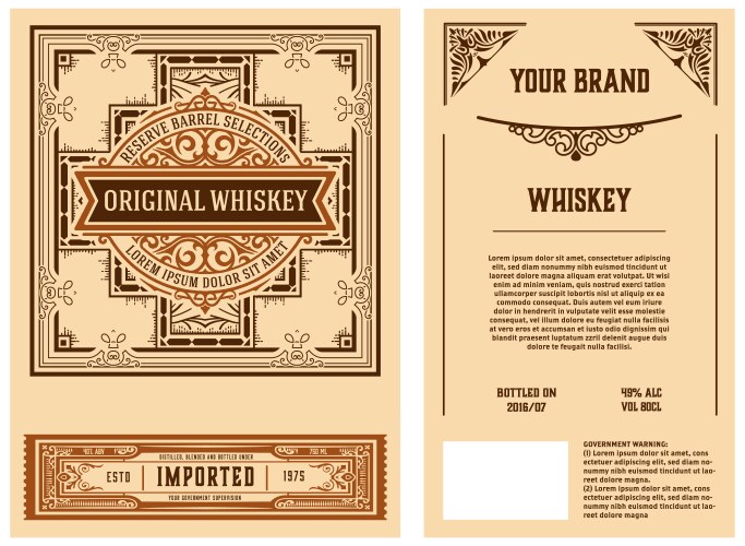 Vintage old design whiskey label style Royalty Free Vector