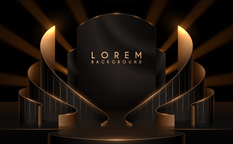 Golden circle podium with light effect Royalty Free Vector