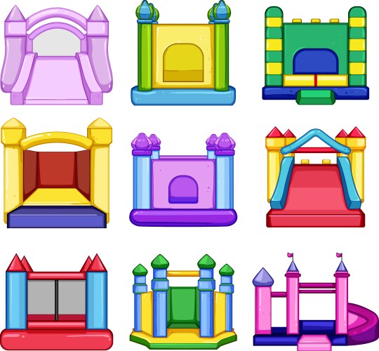 Bouncy inflatable castle cartoon Royalty Free Vector Image