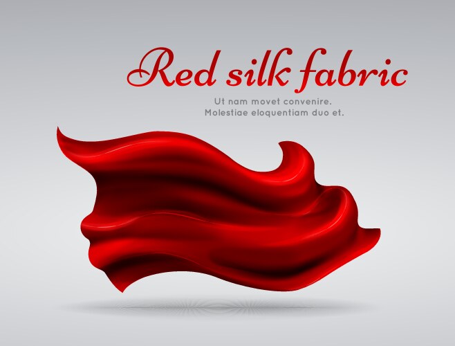 Red satin fabric flying flowing silk drape Vector Image
