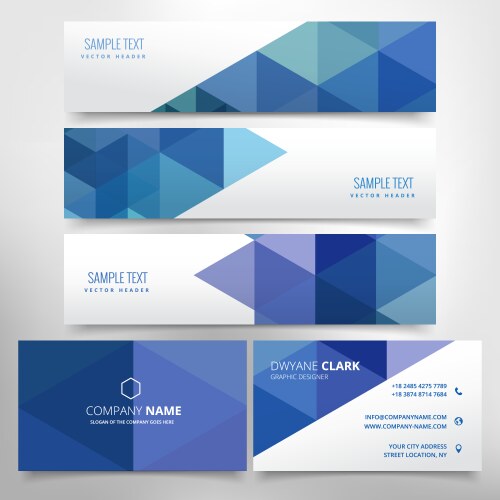 Modern blue business card background Royalty Free Vector