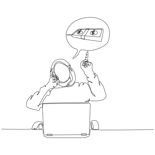 Continuous line drawing laptop cyber security Vector Image