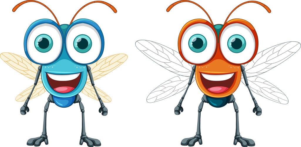 Happy fly cartoon character Royalty Free Vector Image