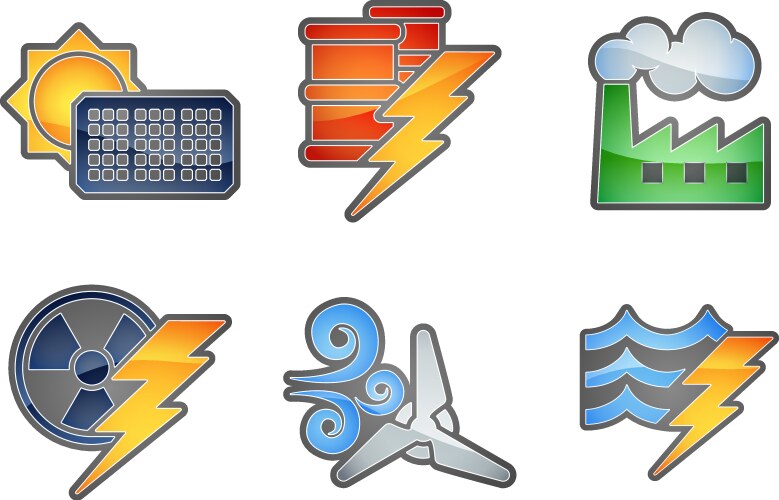 Power and energy icons Royalty Free Vector Image