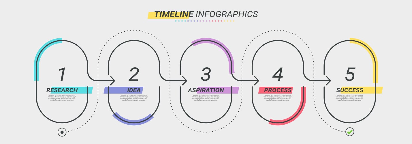 Evolution dark timeline template with thin line Vector Image