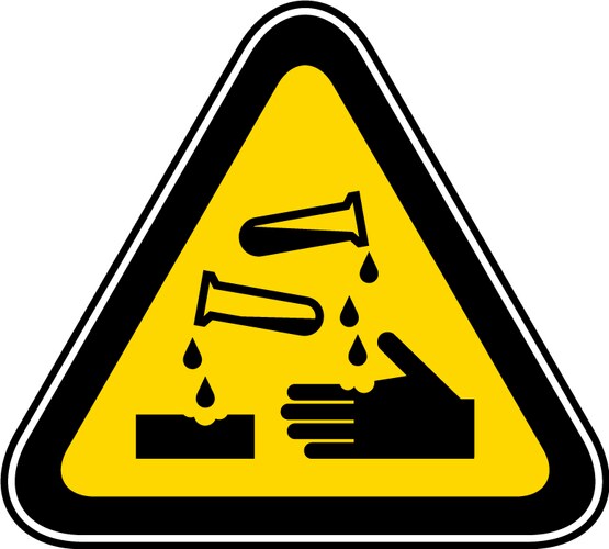 Warning acid sign triangle yellow chemistry Vector Image