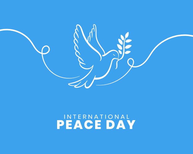 21st september world peace day card with line art Vector Image