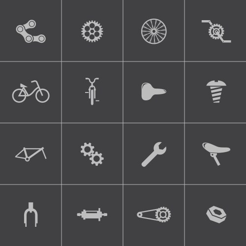 Black bicycle part icons set Royalty Free Vector Image