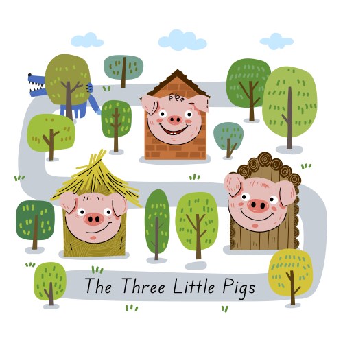 Three little pigs Royalty Free Vector Image - VectorStock