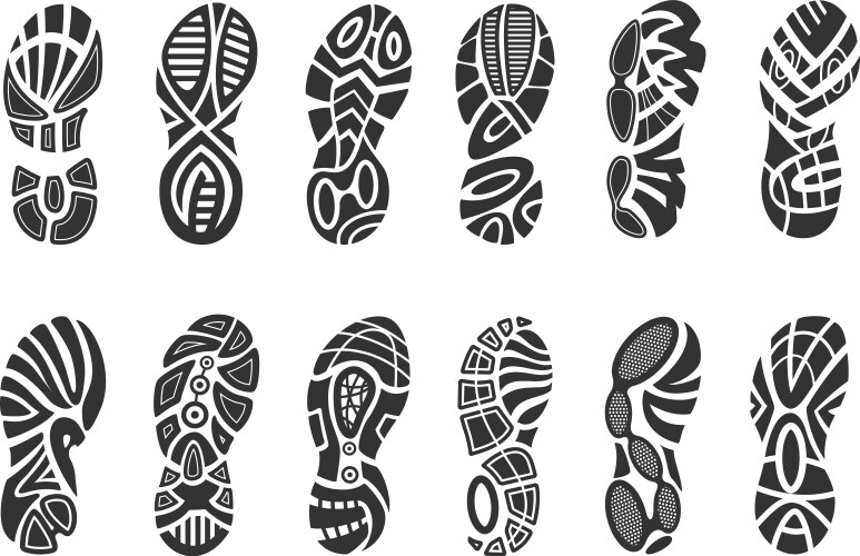 Running sport shoes footprint set Royalty Free Vector Image